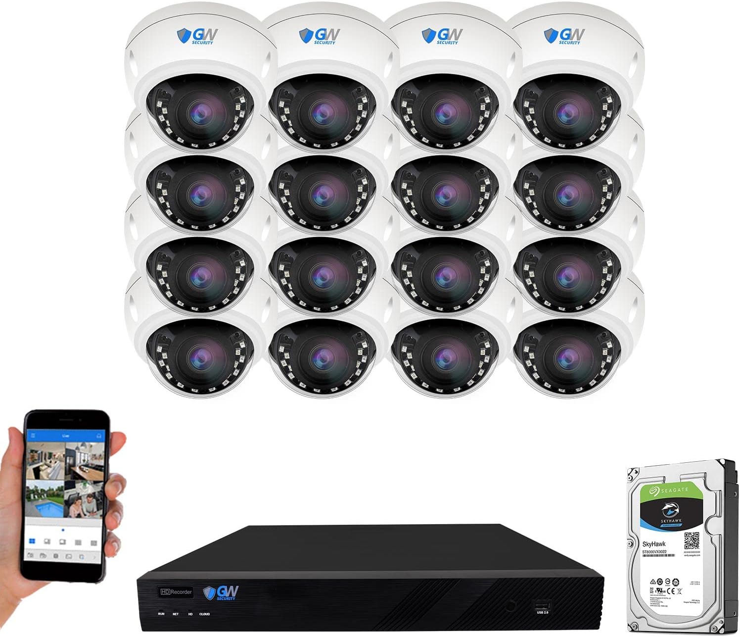 Amazon.com : GW Security 16 Channel 8MP UltraHD 4K (3840x2160) Audio ...