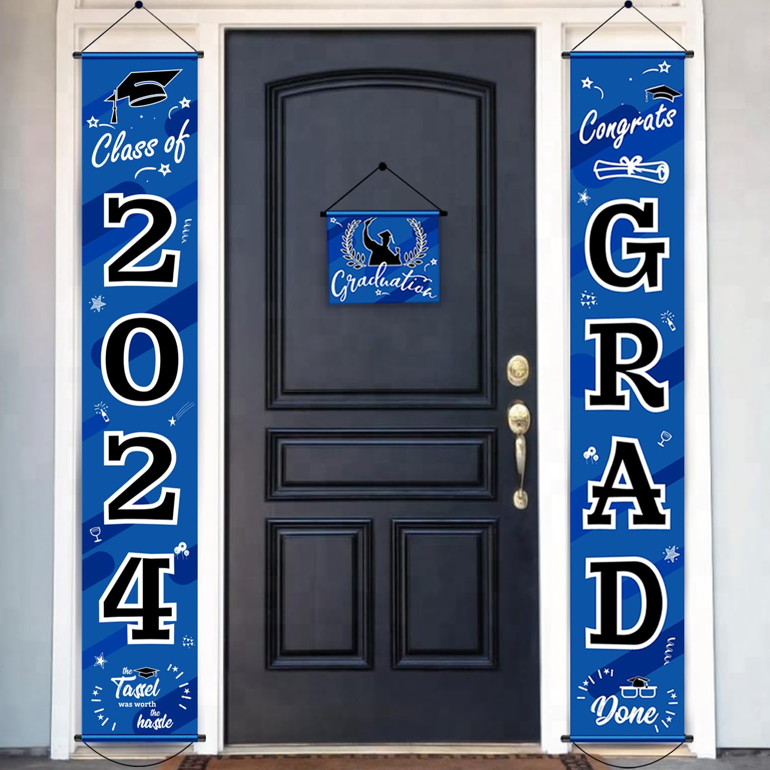 Graduation Decorations Class of 2024, 3 Pcs Blue Congrats Grad Porch ...