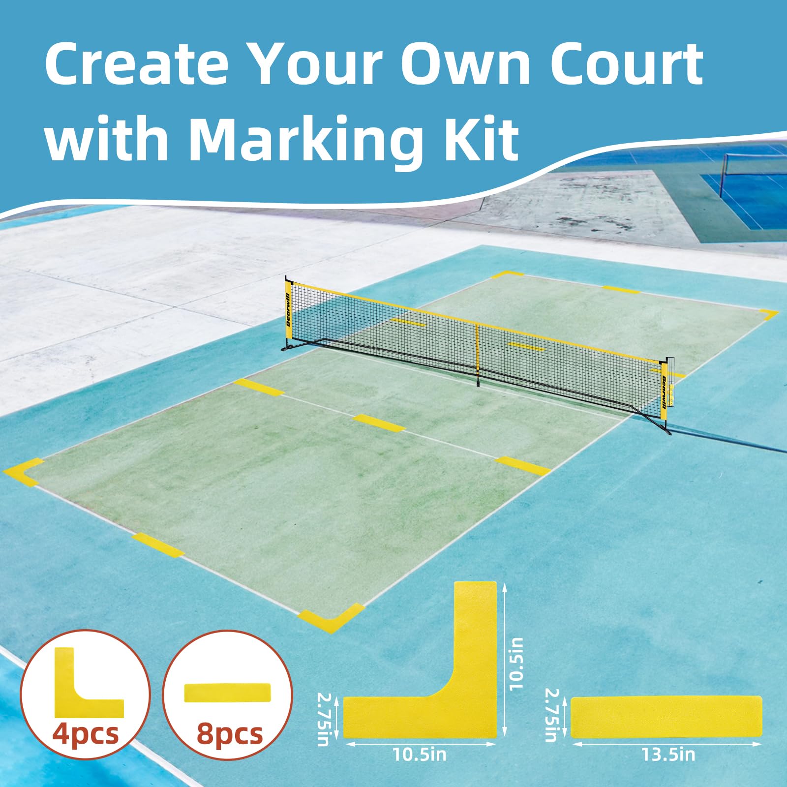 Field Marking Equipment PATIKIL 12pcs Court Line Marker Set Pickleball ...
