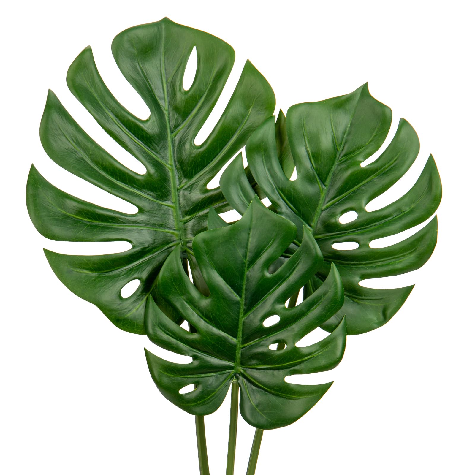 Amazon.com: DILATATA 3 Pack Artificial Monstera Leaves with Long Stem ...