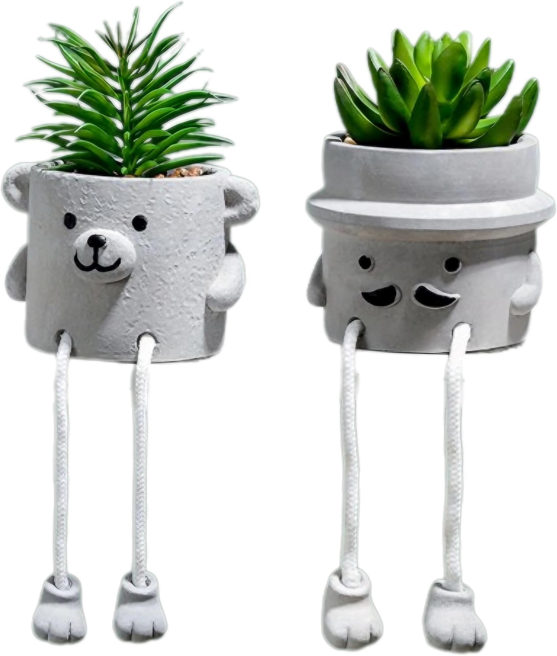 Amazon｜East Leaf 観葉植物 フェイクグリーン ミニ かわいい おしゃれ 映える インテリア ユニーク 小さい 小熊 チョビ髭 ...