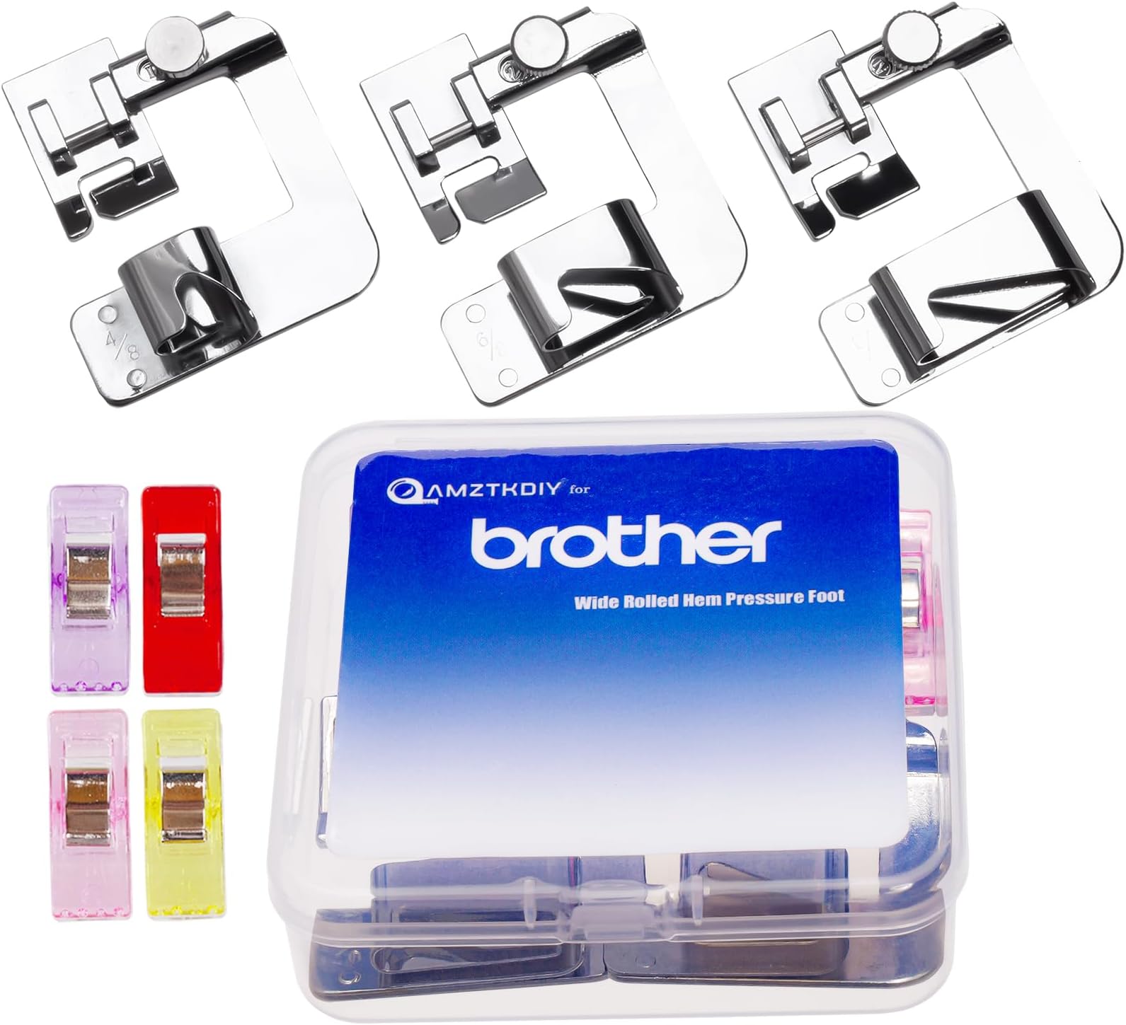 Amazon.com: 6Pcs Rolled Presser Hem Foot, Sewing Machine Foot for ...