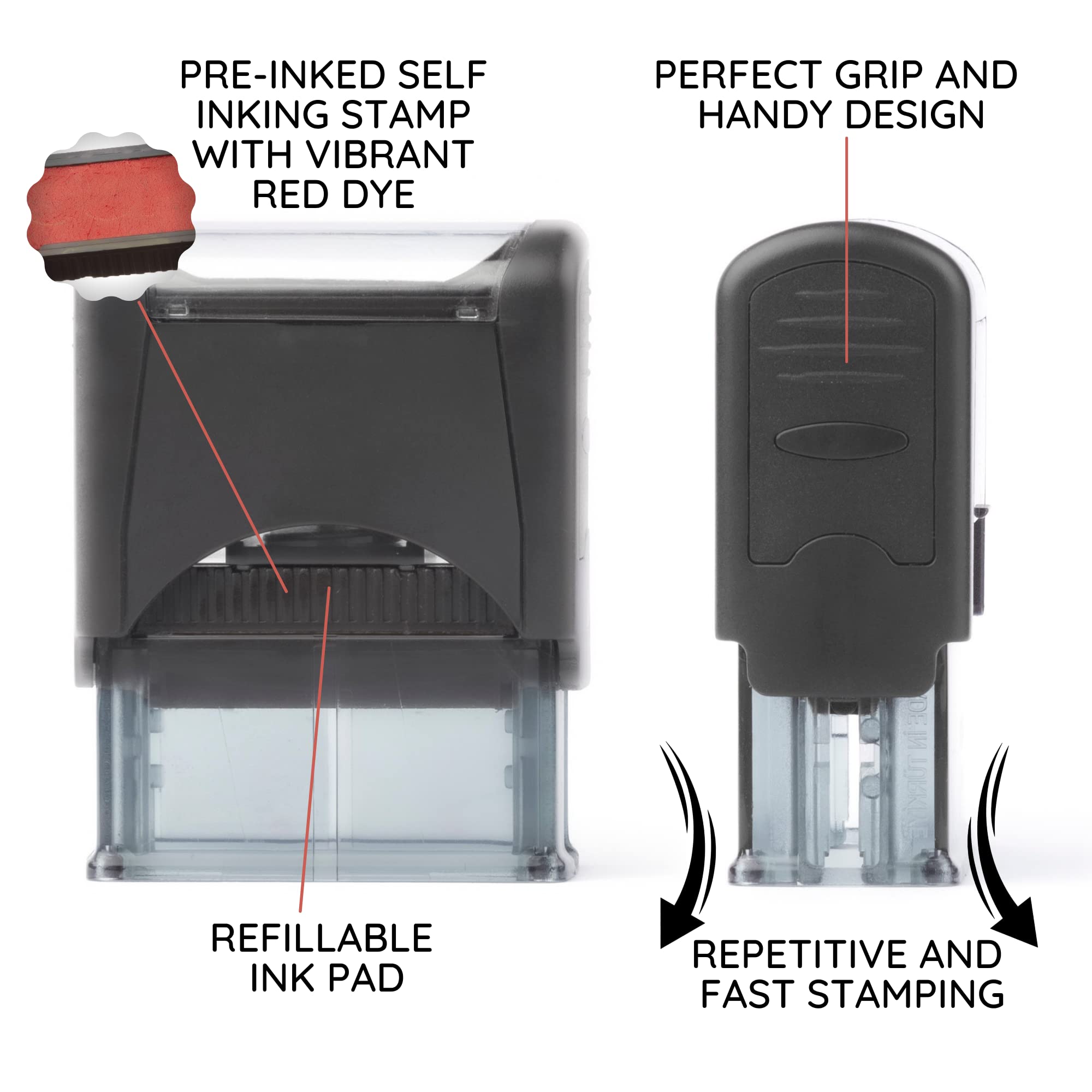 Snapklik.com : Self Inking Rubber Stamp, Refillable Red Ink Preinstalled