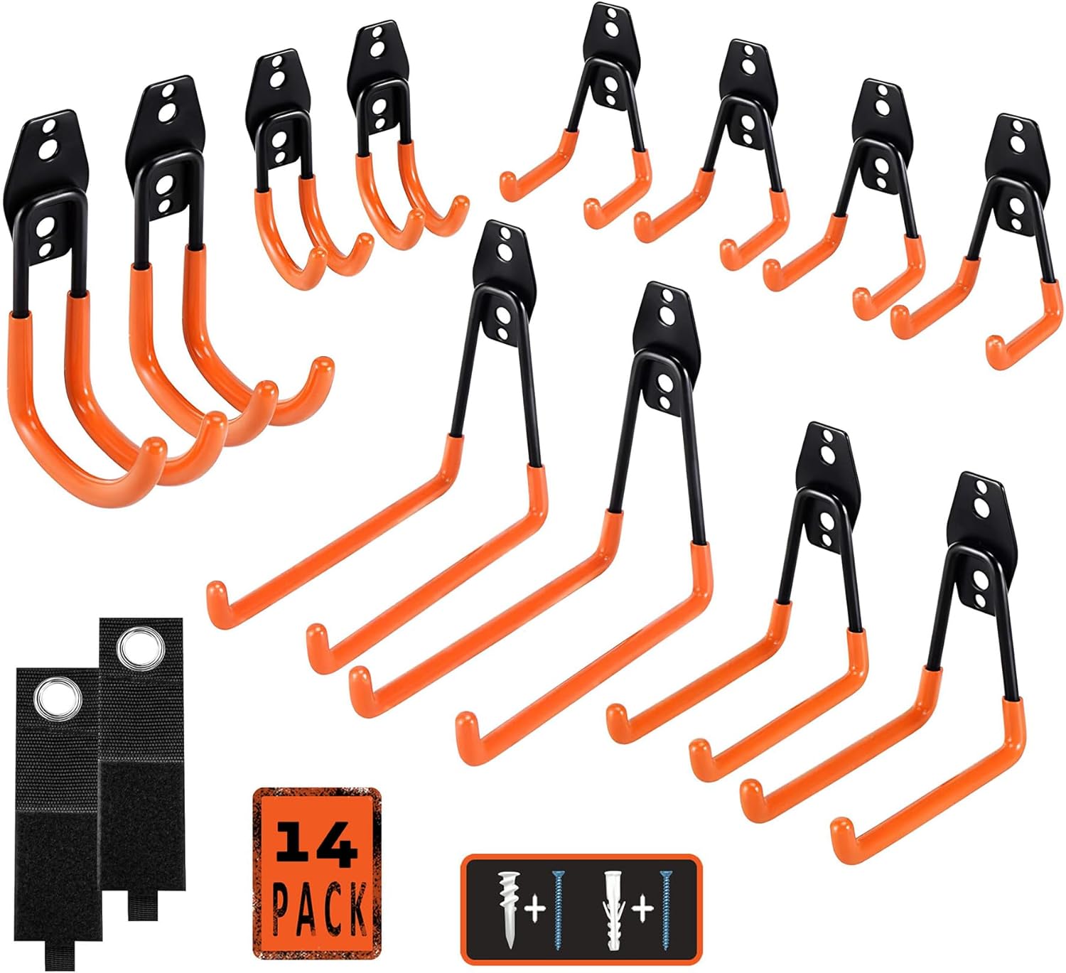 SNORF - 14 Ganchos de Garaje Montados en Pared, Antideslizantes y con ...
