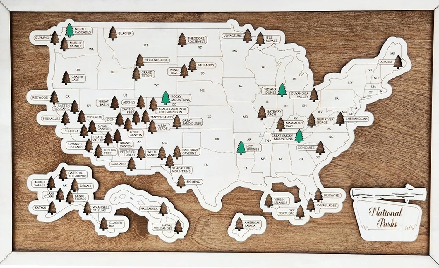 Amazon.com: National Parks Map with Wooden Pins 11x19 Travel Map ...