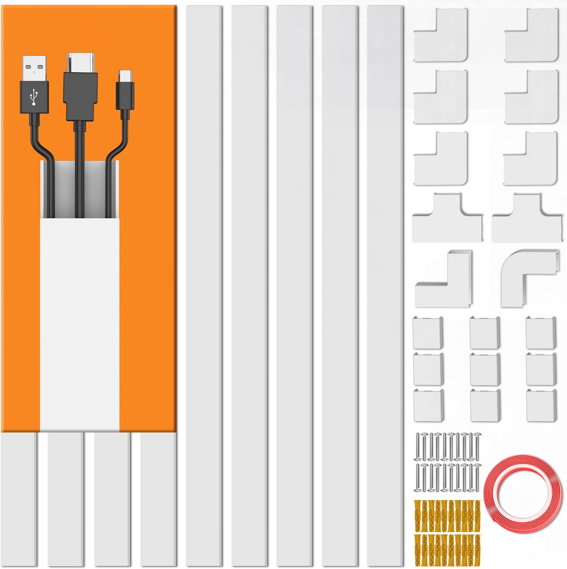 Amazon.com: ELIVED Cord Cover Raceway Kit for Wall, 157in Cable Cover ...