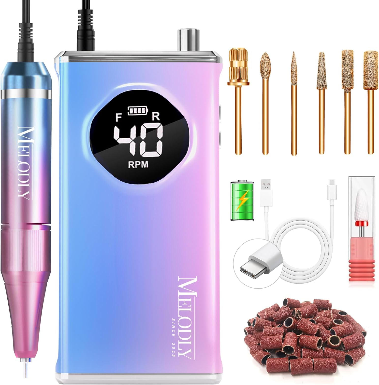 Amazon.com: Electric Nail Drill File Professional 40000 RPM, Melodly ...