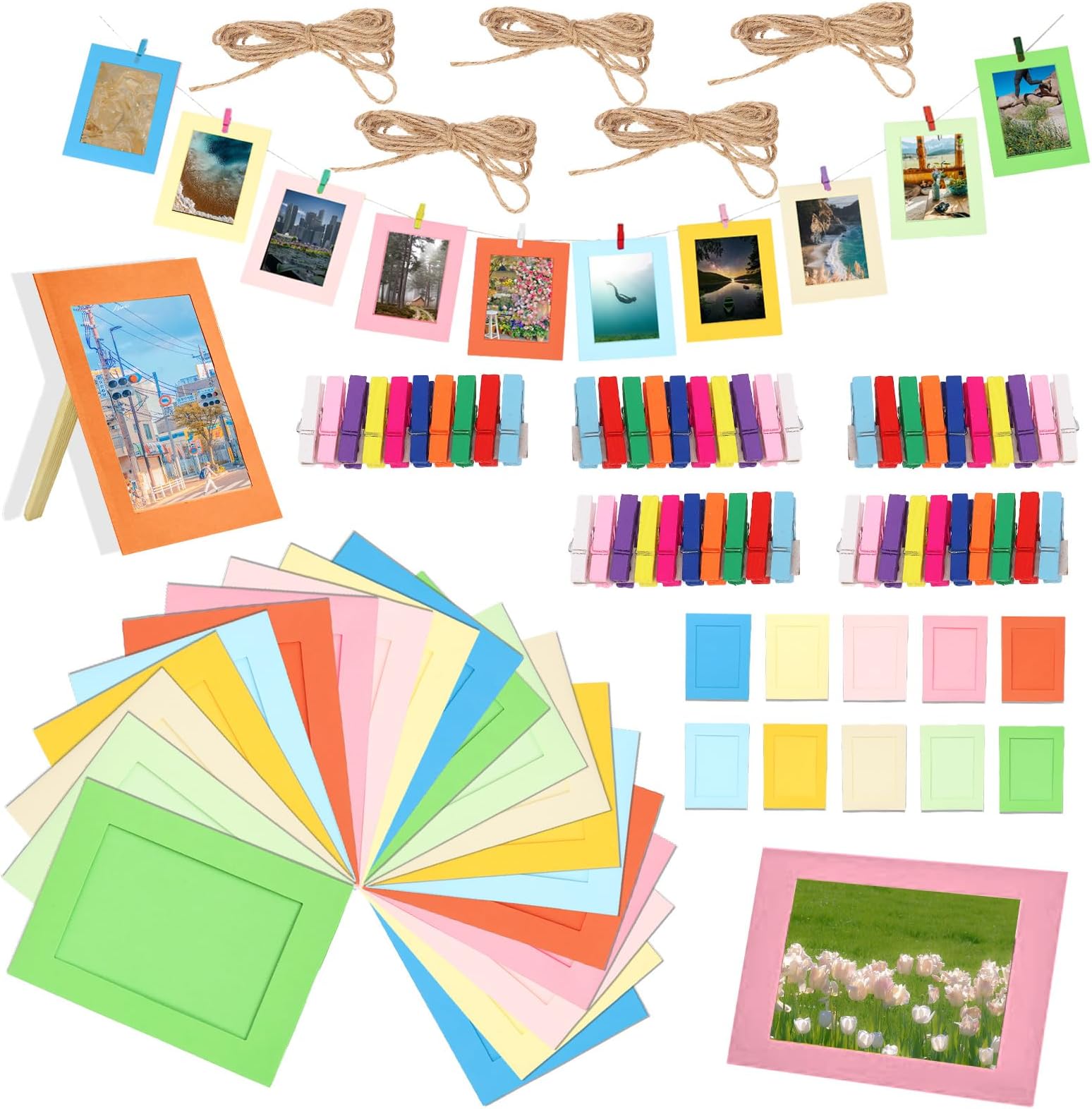 Amazon.com - Swpeet 105Pcs 7 Inch Colorful Paper Photo Frames Set for 5 ...
