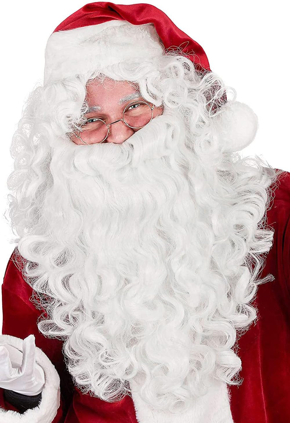 Amazon.com: shecool Santa Beard and Wig Set - Santa Wig with 23'' White ...