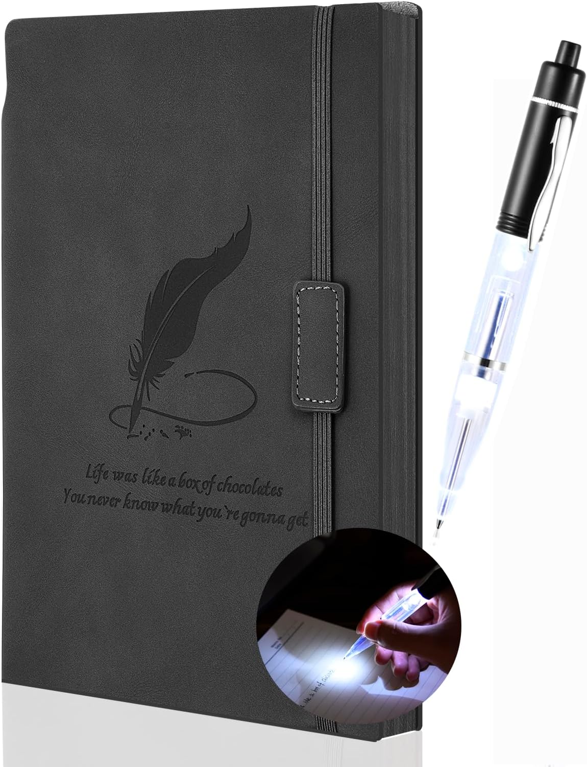 Amazon.com : BenOpinion Lined Journal Notebook, Black Faux Leather ...