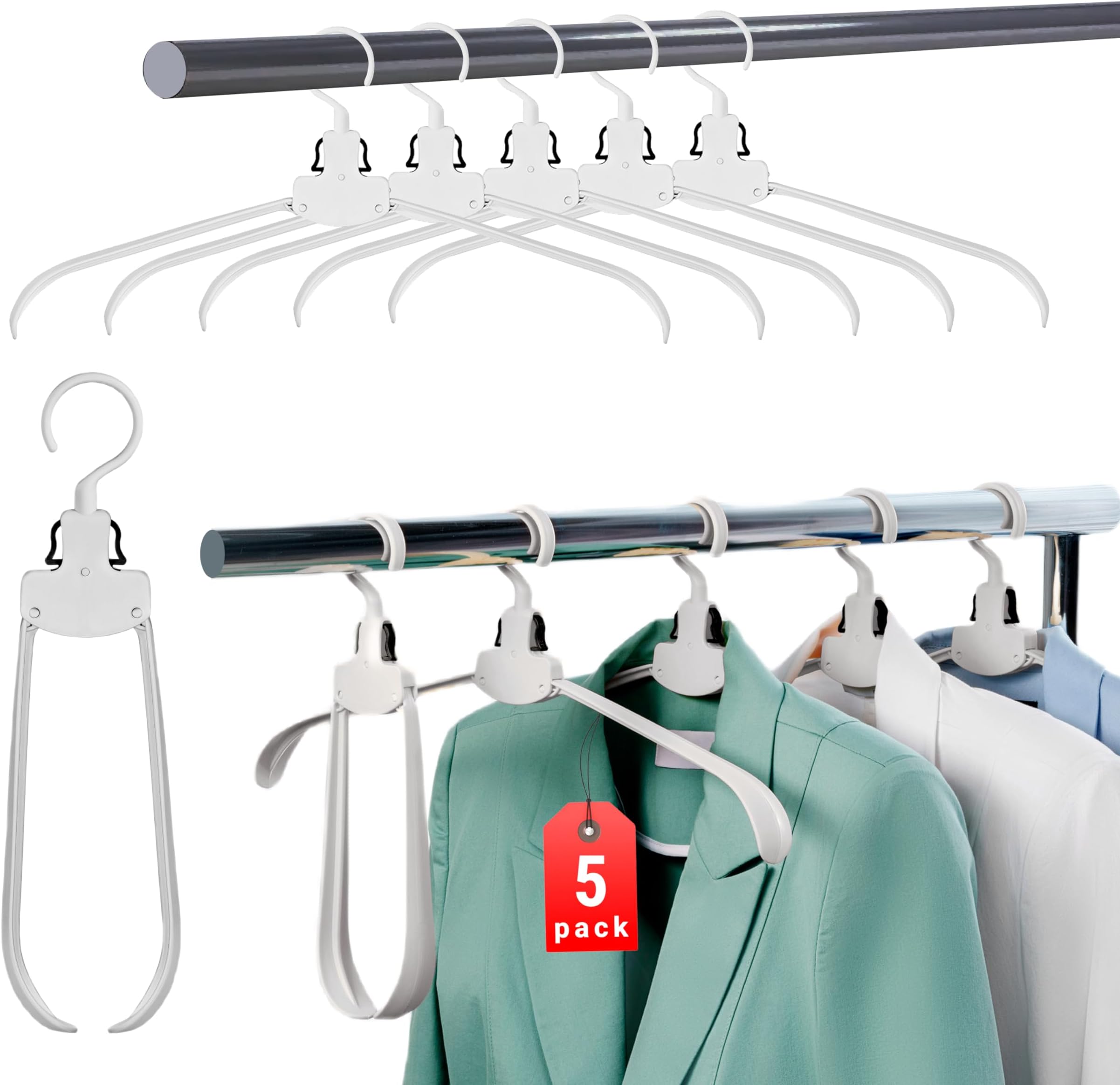 Amazon.com: ELE DEPI Portable Folding Drying Rack with 5 Travel Hangers ...