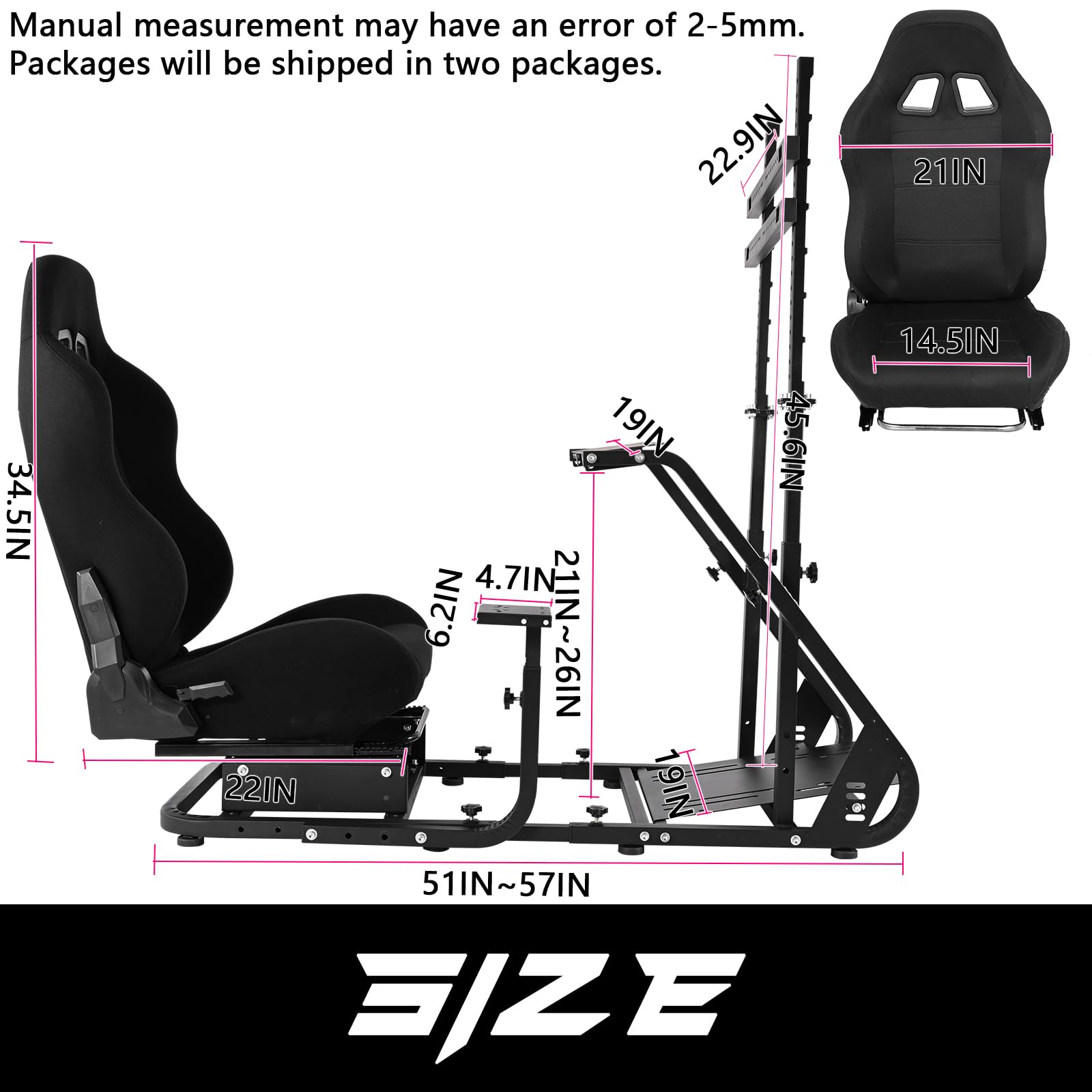 Snapklik.com : Anman G25 Pro TV VR Sim Racing Simulator Cockpit Black Seat