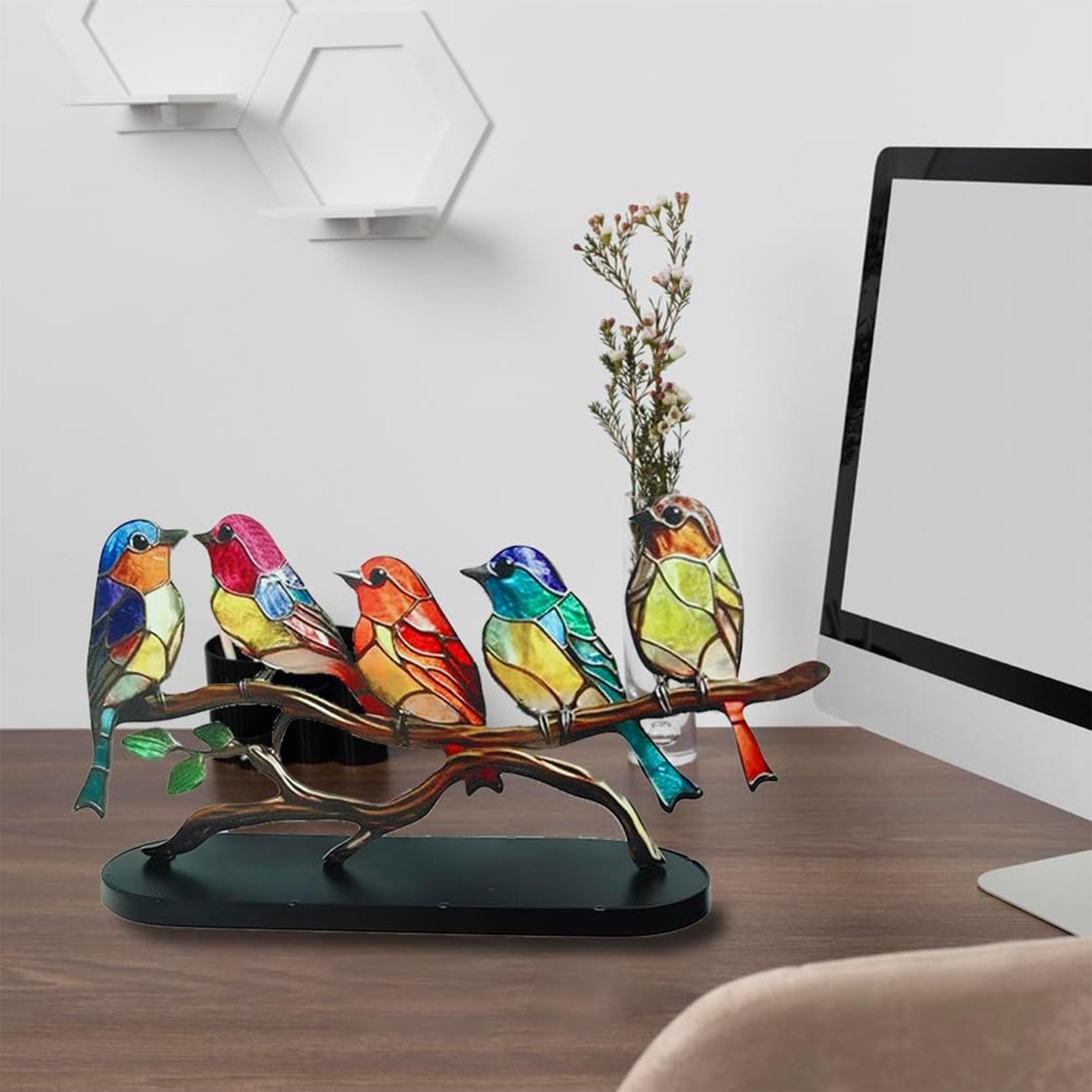 Stained Glass Robin s, Branches Stained Birds, Made Of Thin Metal And ...