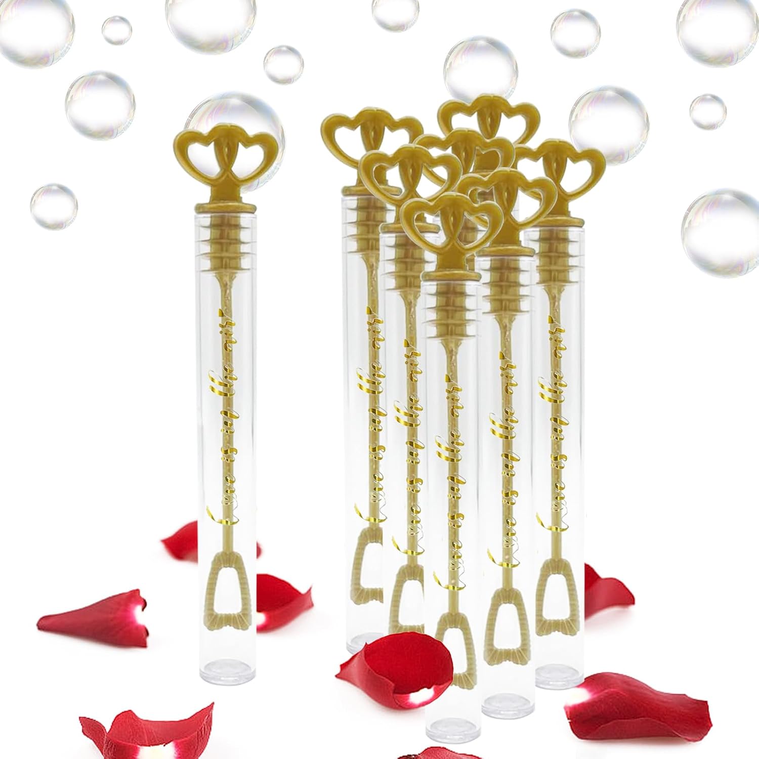 Amazon.com: 100 Pack Wedding Bubbles Wands Mini Heart Bubble Wands Wedding Party Favors Send Off ...