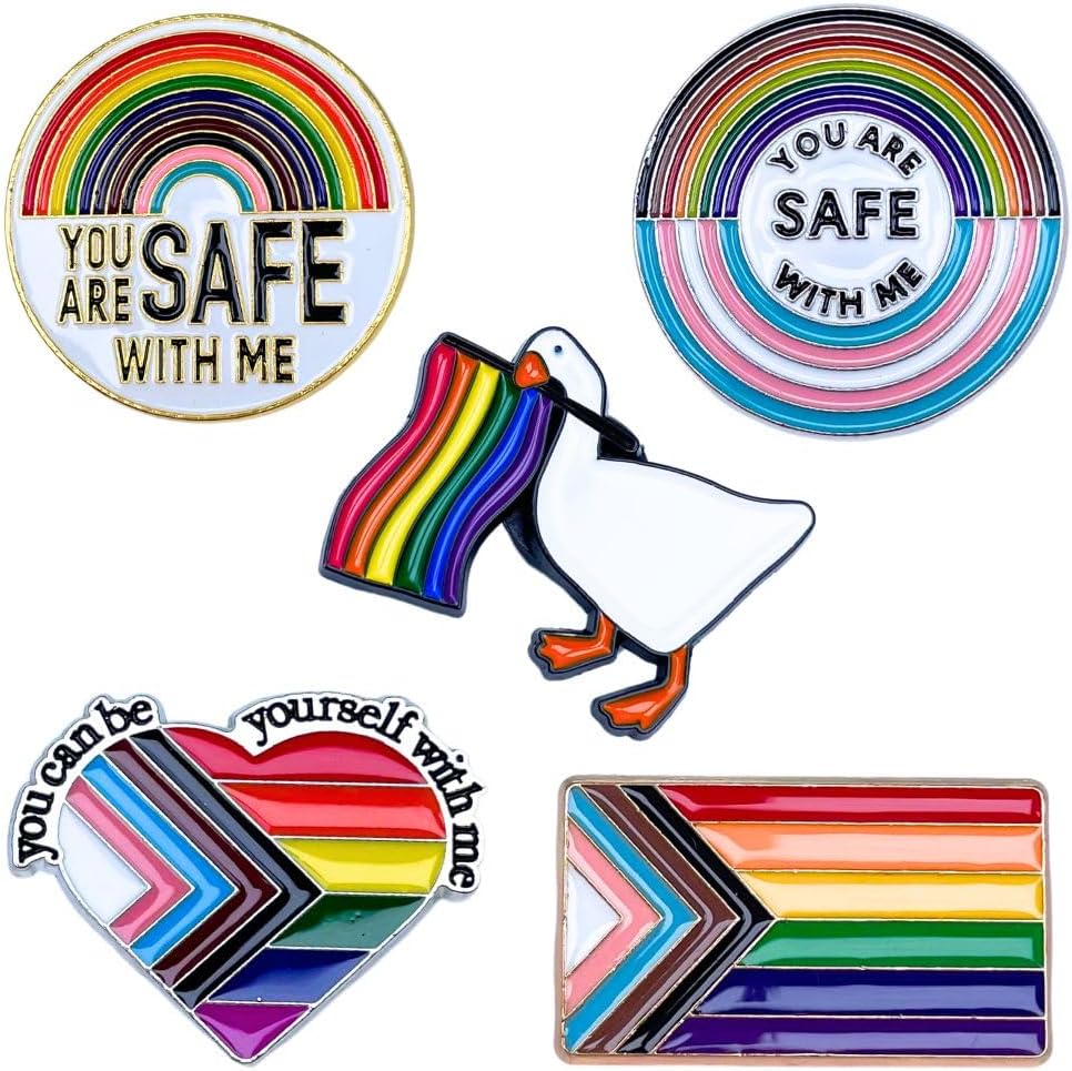 Amazon.com: YJ PREMIUMS Pride Pins 5PC Safe Space You're Safe with Me ...