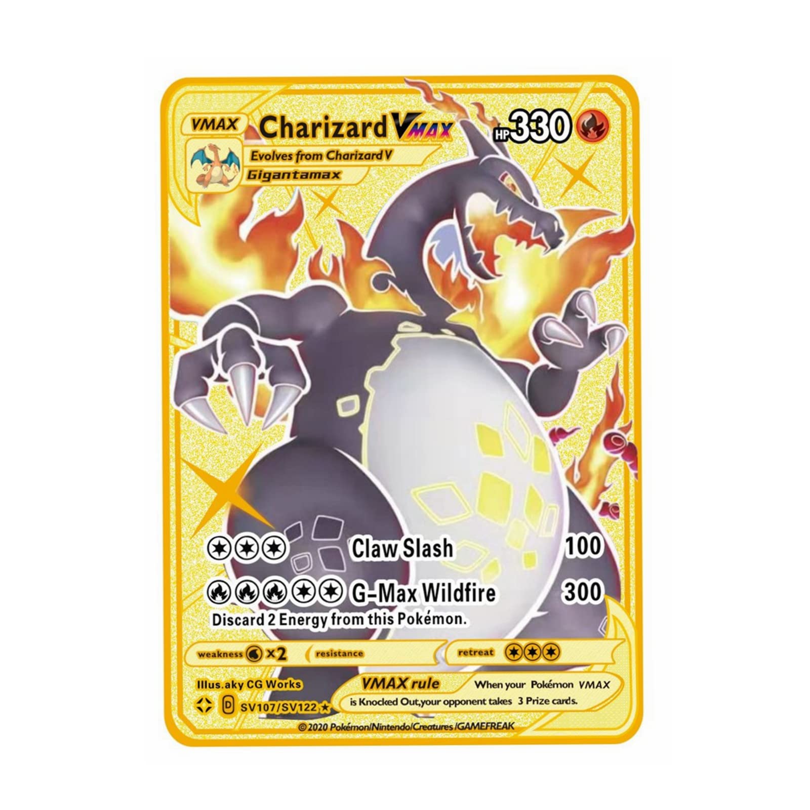 6 Pack Charizard Vmax Metal Gold Plated Card, Charizard Vmax Cards for ...