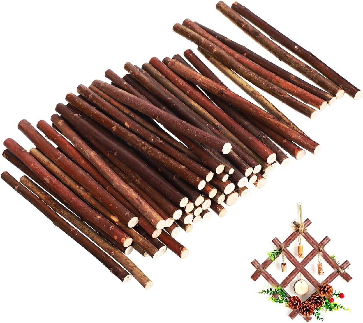 Amazon.com: TEHAUX 50pcs Wood Craft Sticks, 6 inch Long Wood Log Sticks ...