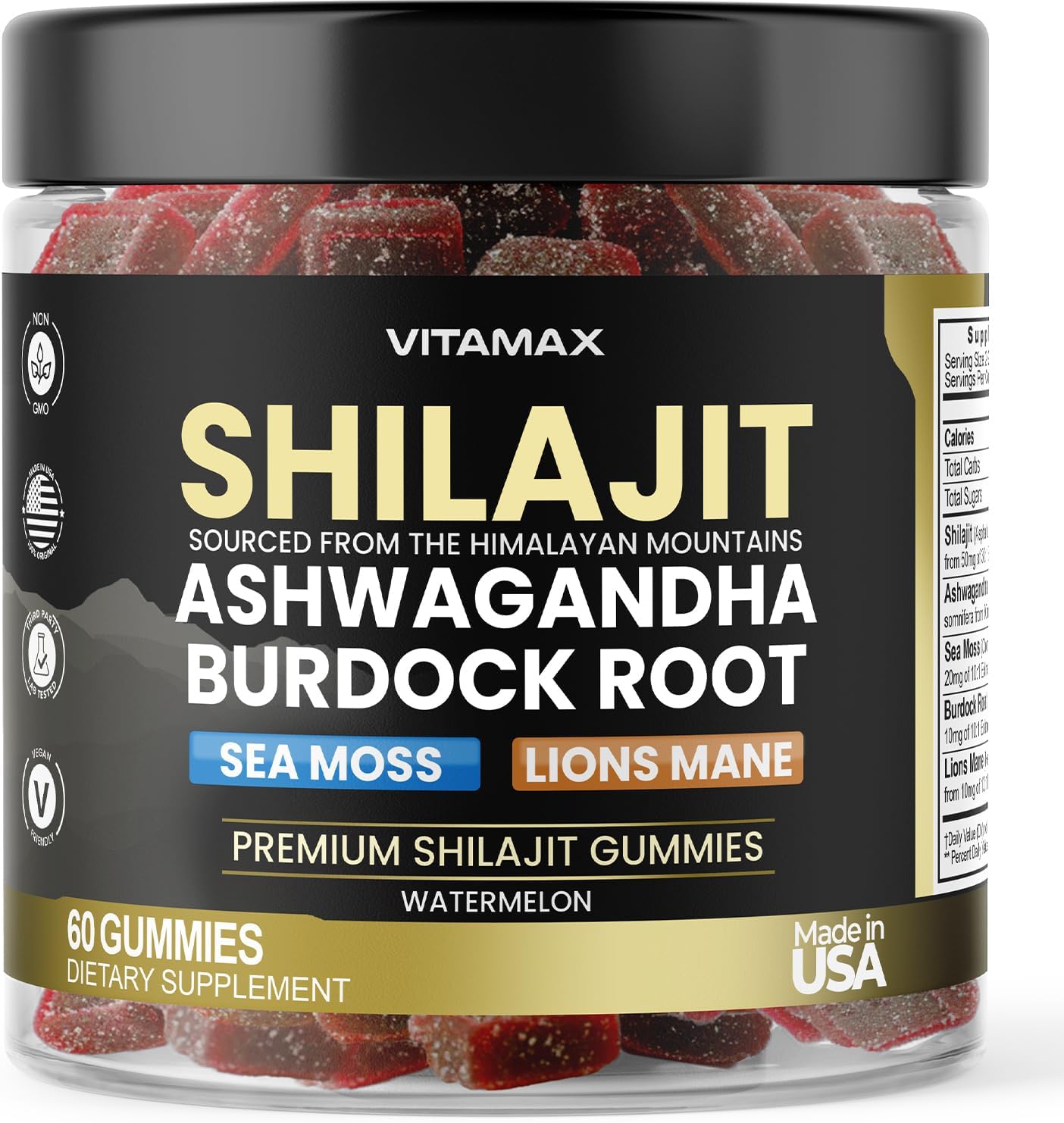 Amazon.com: Organic Shilajit Gummies 1500mg, Sea Moss 200mg, Ashwagandha 500mg, 105+ Trace ...