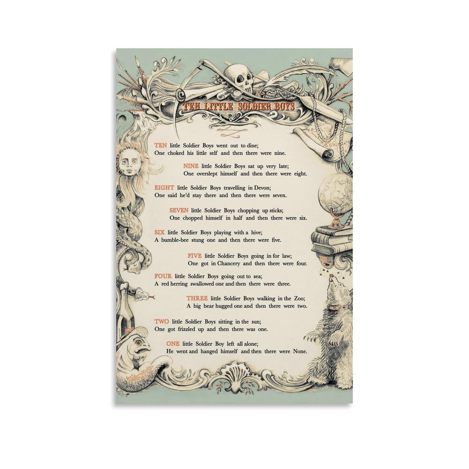 Amazon.com: Ten Little Soldier Boys Nursery Rhyme Poster And Then There ...
