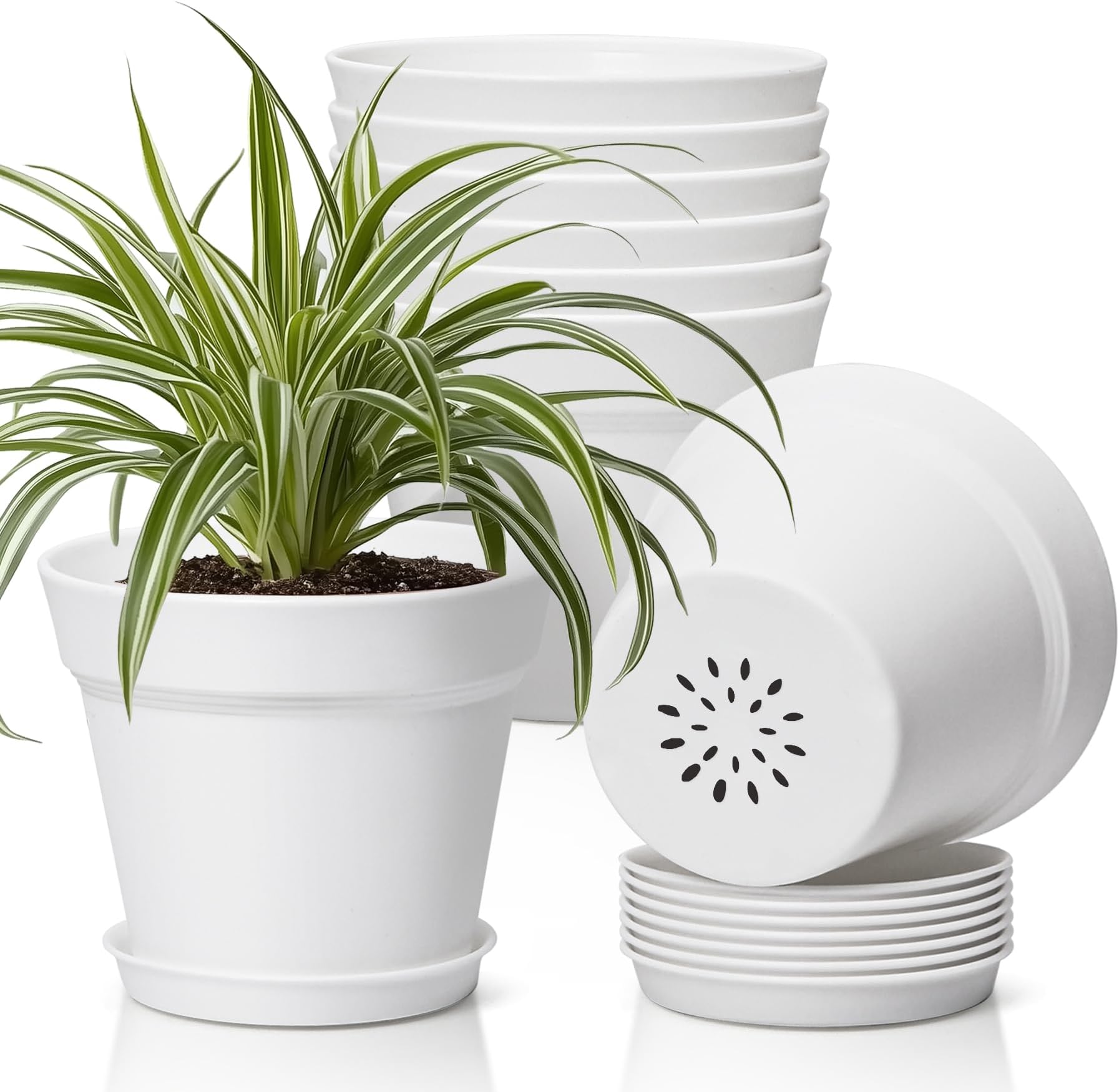 Amazon.com : GXXMEI 8PCS 6 Inch Black Plant Pot Holders, Flower Pot ...