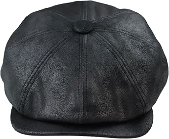 Mens 8 Panel Razor Baker Boy Hat PU Leather Blinders Newsboy Flat Cap ...