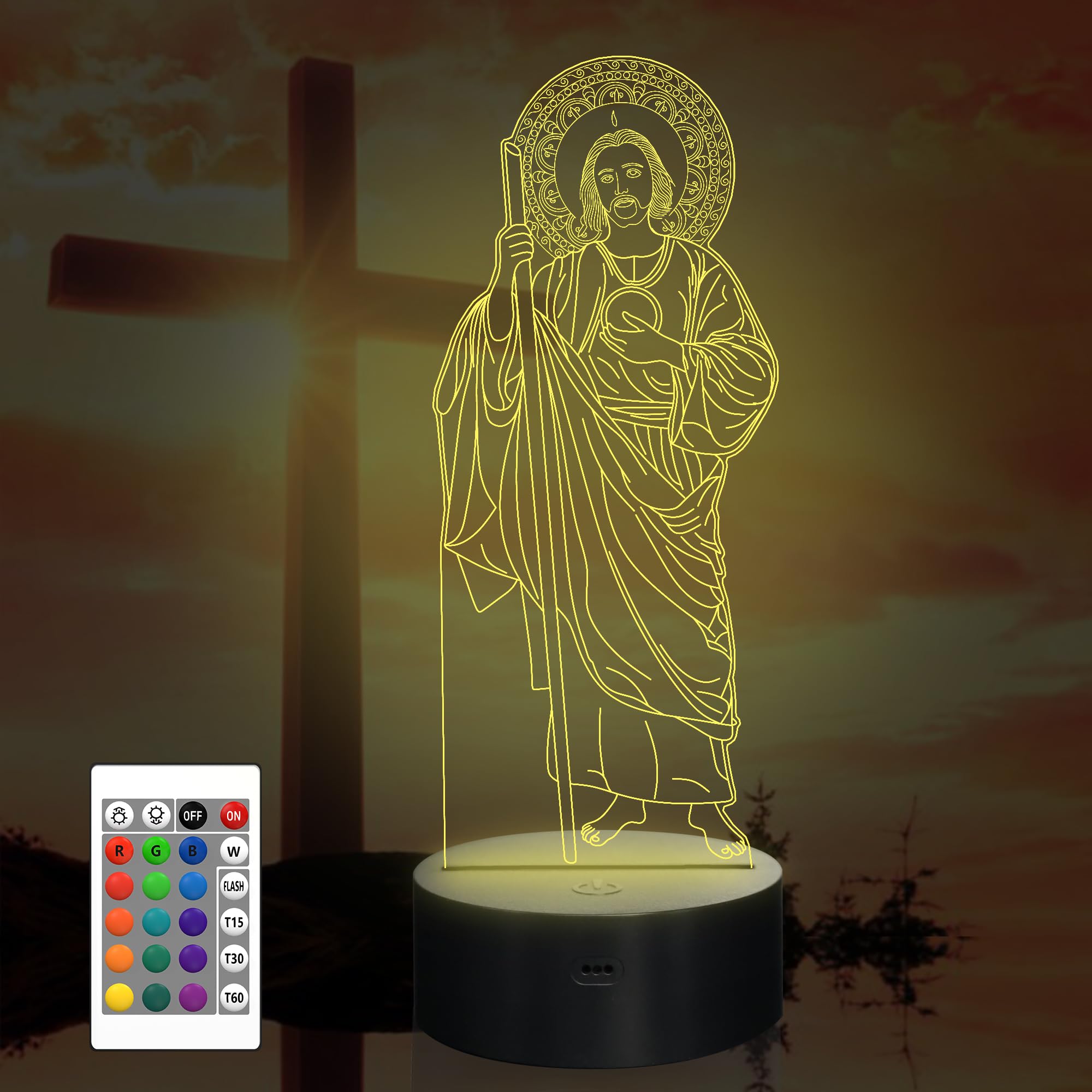 Amazon.com: Attivolife Jesus Christ 3D Night Light, Cross Illusion ...