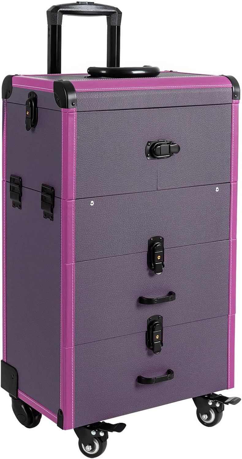 Amazon.com: LyeXD Rolling Makeup Train Case,Lockable Portable Cosmetic ...