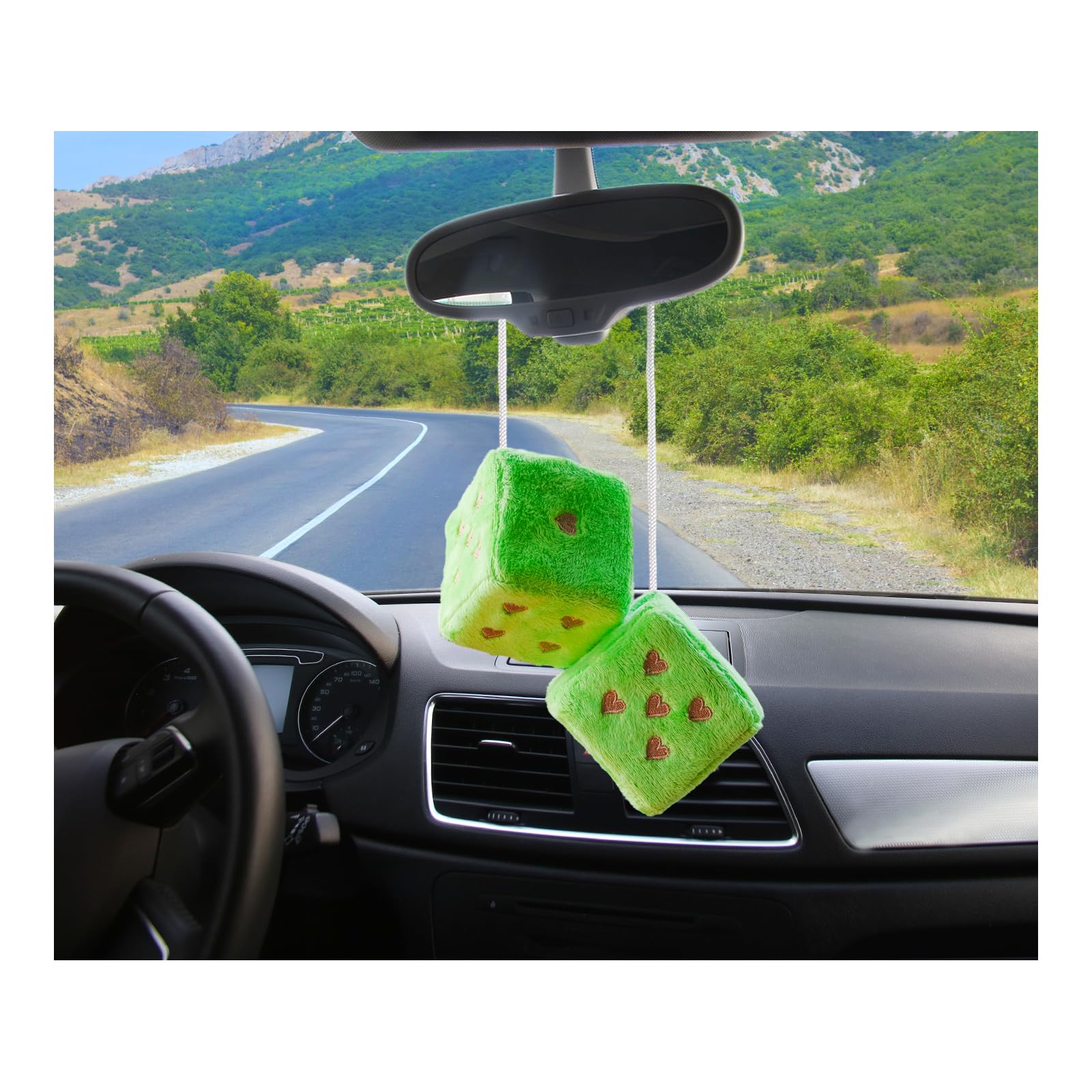 Amazon.com: Dickno 2 PCS Fuzzy Plush Dice for Car Mirror, 3" Soft Retro ...