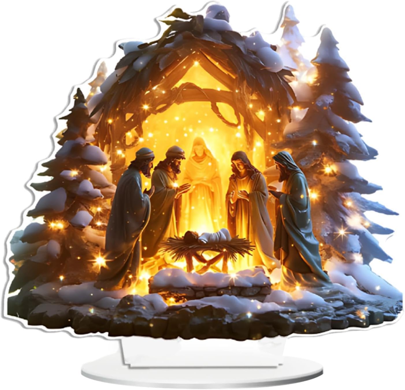 Amazon.com: FQRDKT Christmas Nativity Scene Figurine Acrylic Statue ...