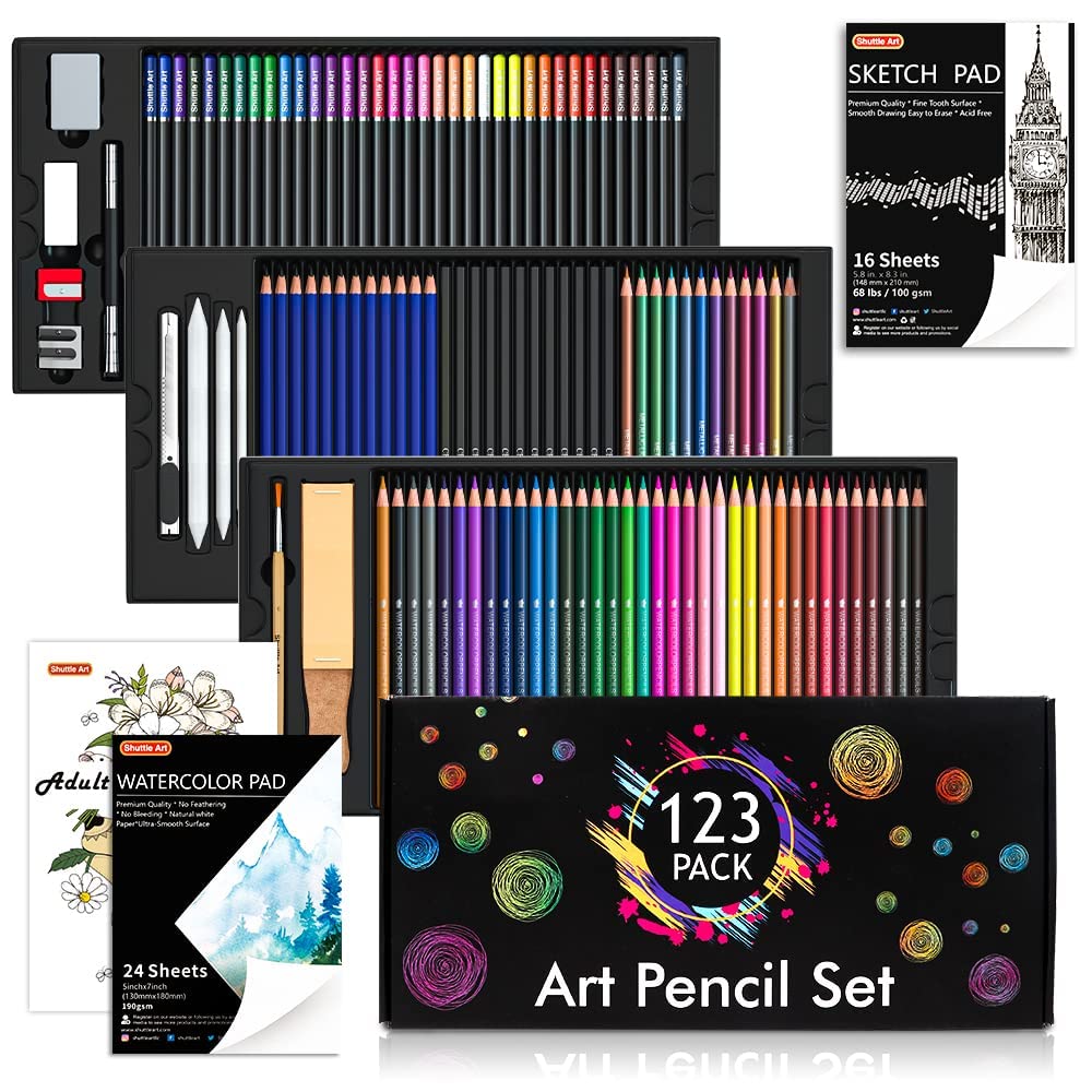Shuttle Art Professional Drawing Kit, 123 Pieces of Drawing Pencils Set ...