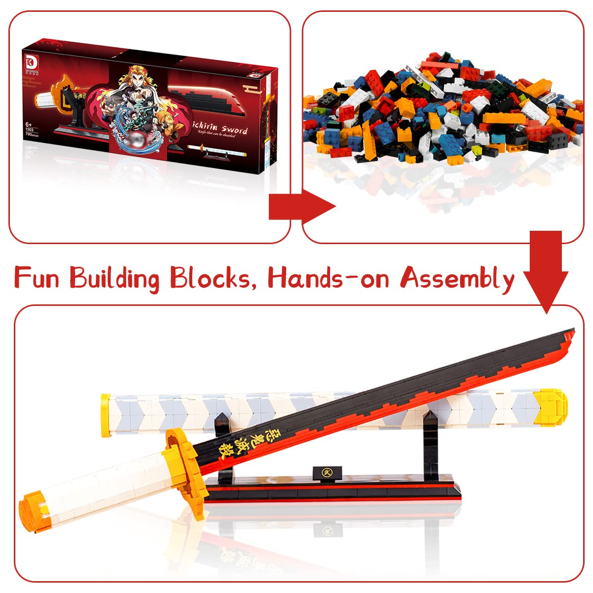 790 Pieces Kyojuro Rengoku Building Blocks Sword 26 5 Inch | Desertcart ...