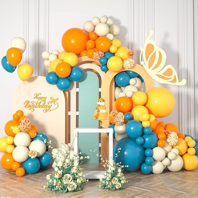 Amazon.com: Yellow Orange and Blue Balloon Arch Kit, Blue Yellow ...