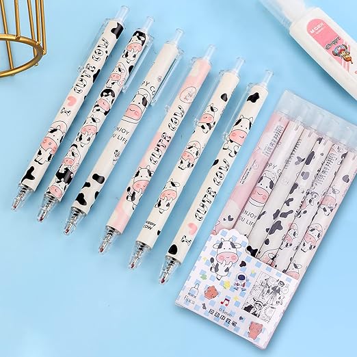 Amazon.com: UIXJODO Kawaii Cute Cow Print Pens, 12 Black Ink ...