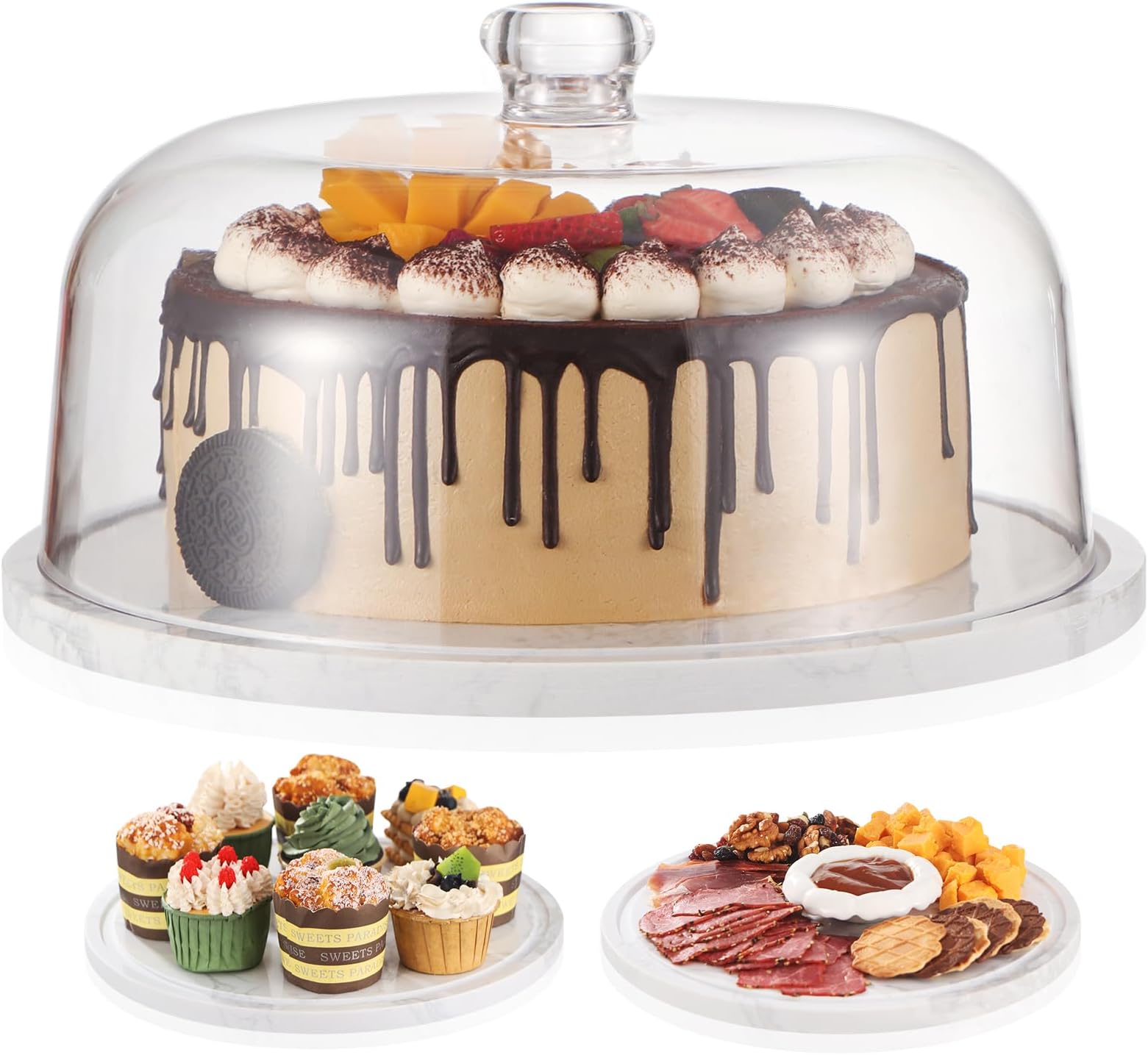 Amazon.com | MyGift 7.5 Inch Small Clear Glass Dessert/Cheese Cloche ...