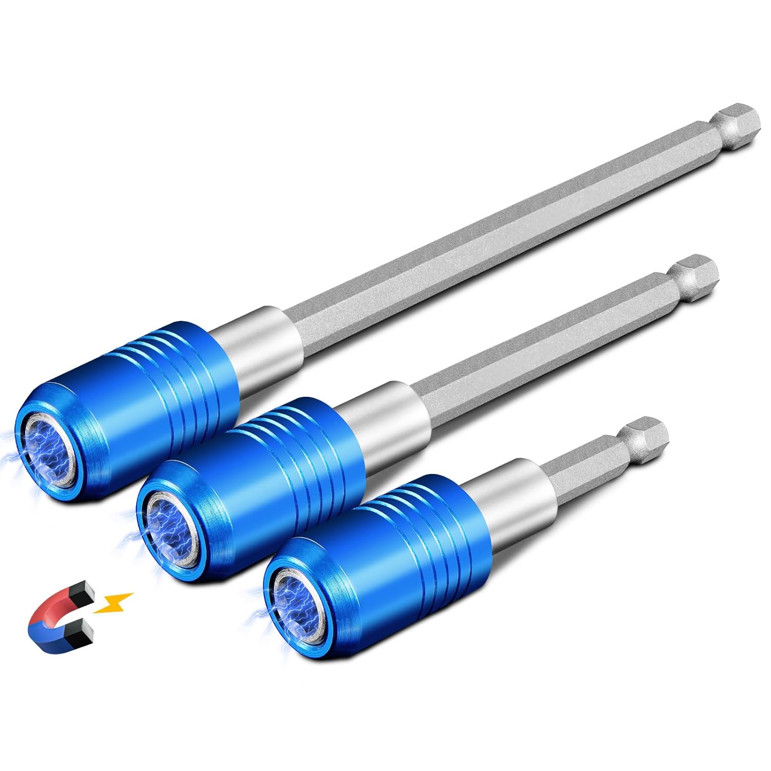 BLACKROBOT 3-Piece Magnetic Quick Change Impact Bit Holder, Drill Bit ...