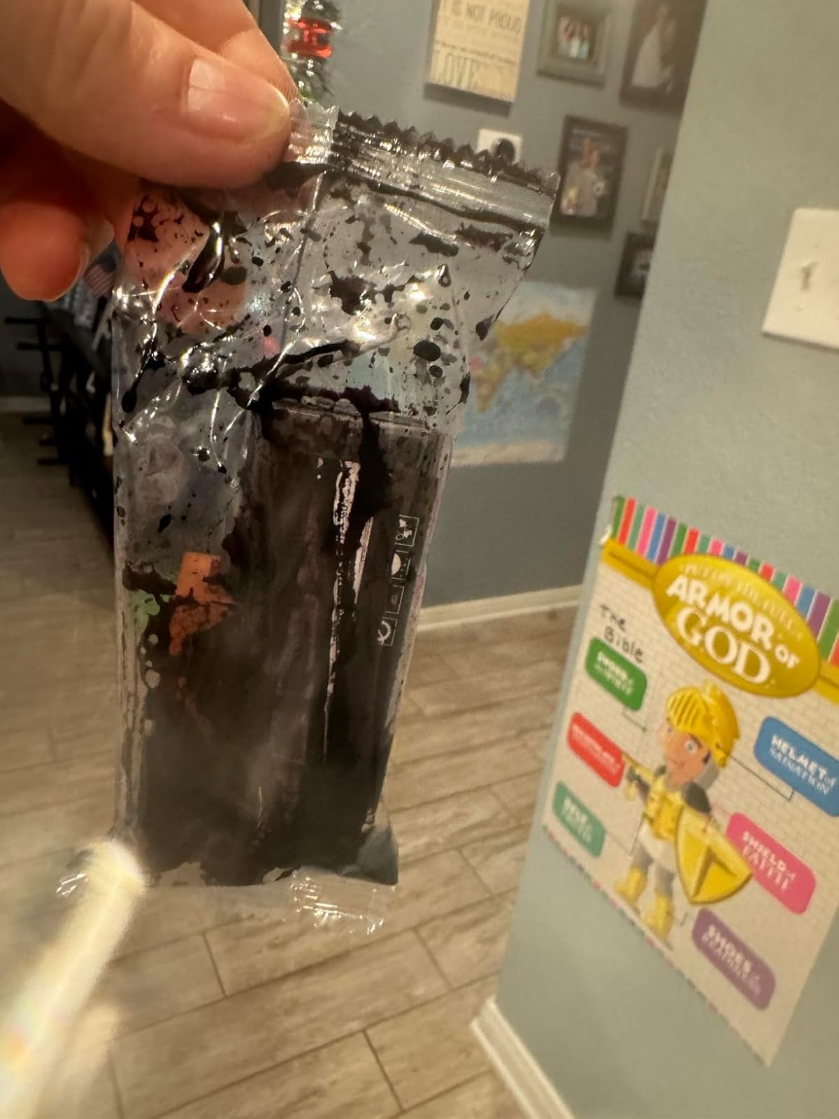 Bag is still closed… ink was exploded inside… leaked all over me.