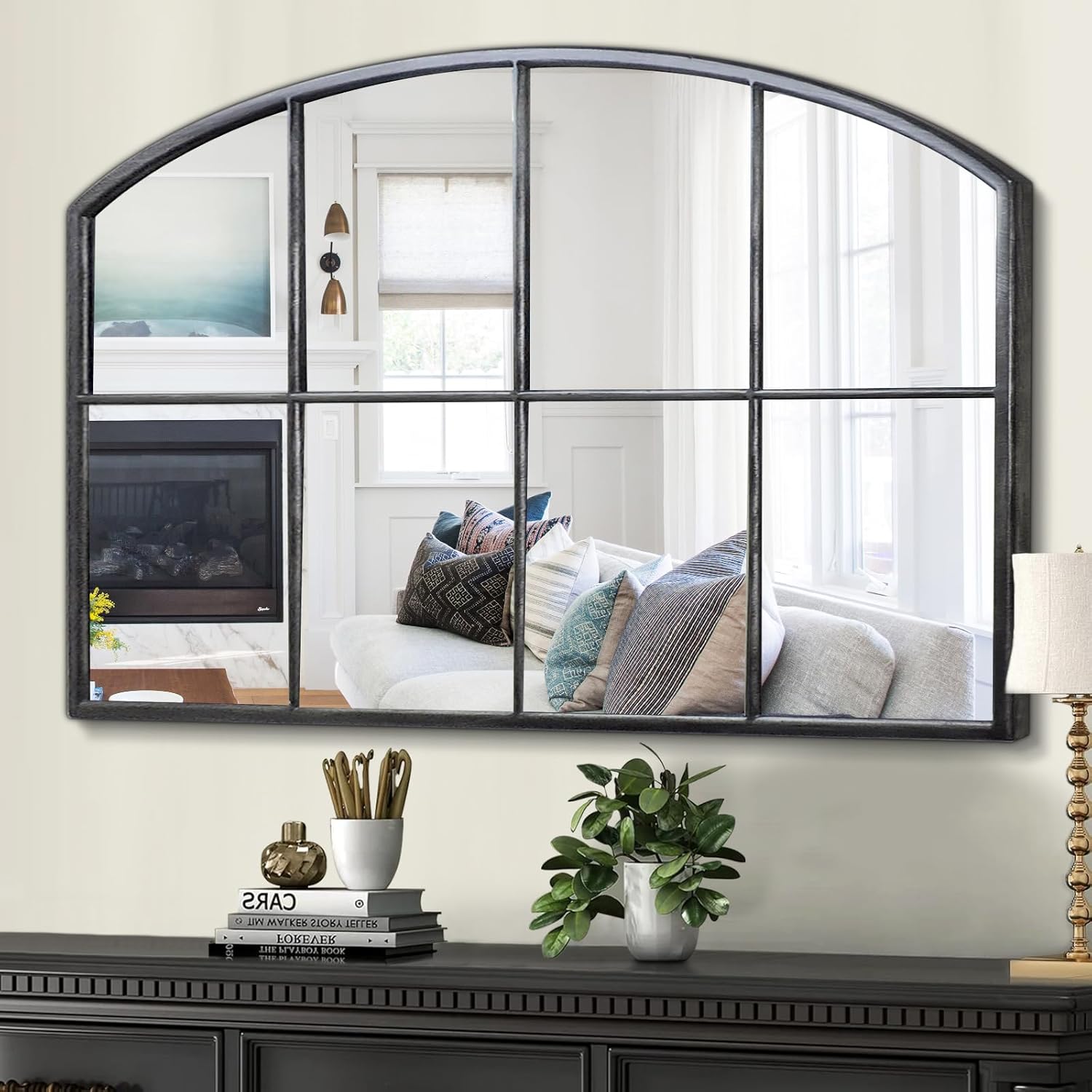 Amazon.com: Jesantab Vintage Silver Window Mirrors for Wall Decor ...