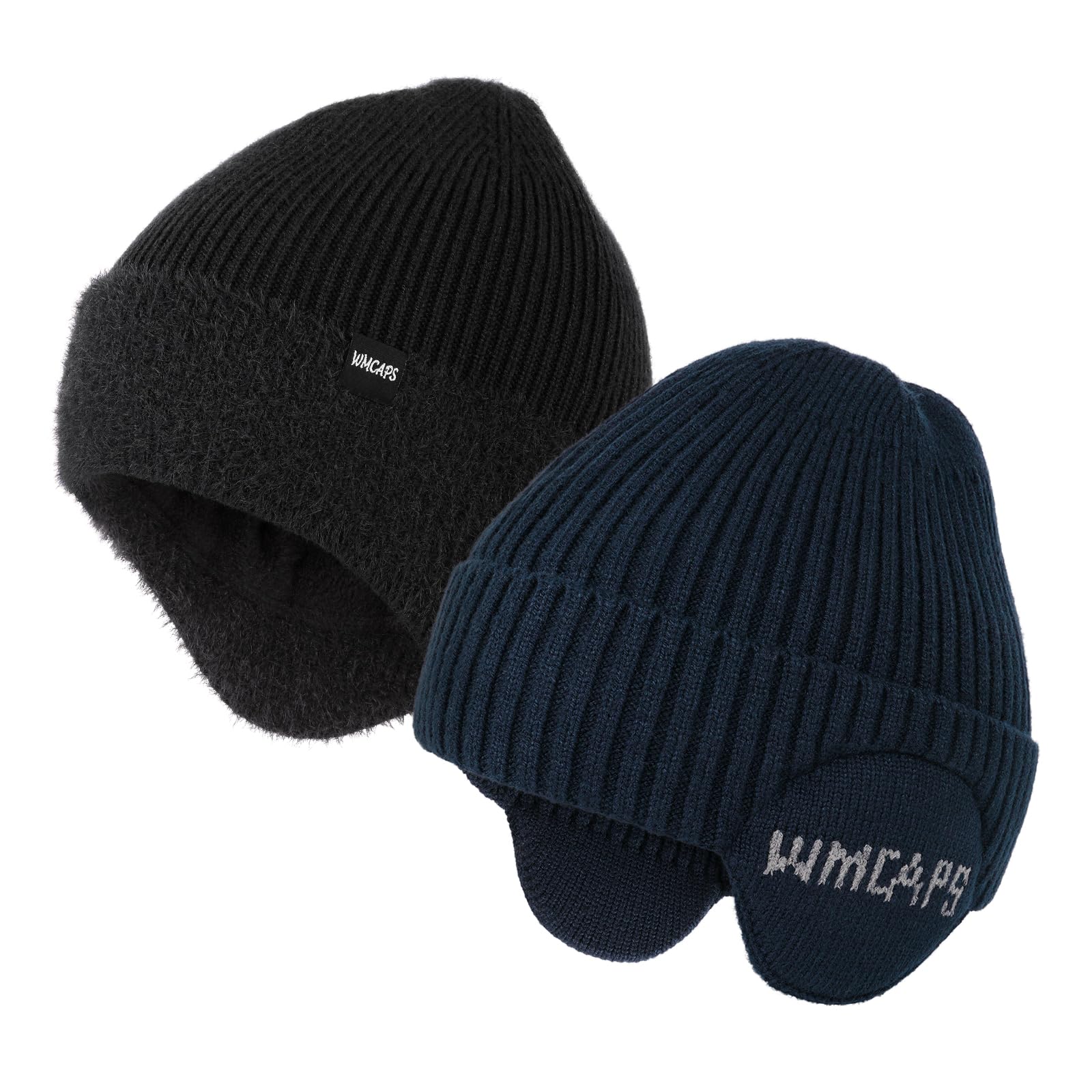 Wmcaps Winter Fleece Line Beanie with Earflap for Men Women, Outdoor ...
