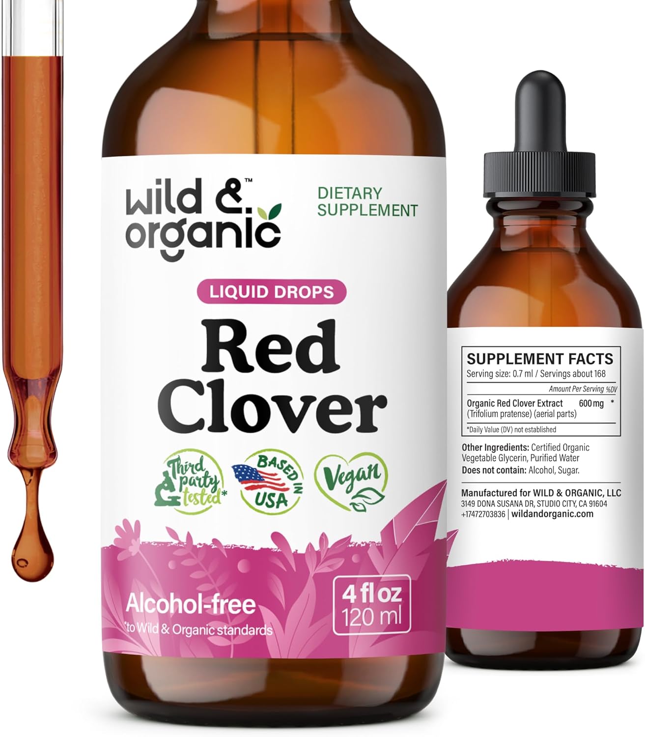 Amazon.com: Wild & Organic Red Clover Tincture 600 mg - Liquid Red ...