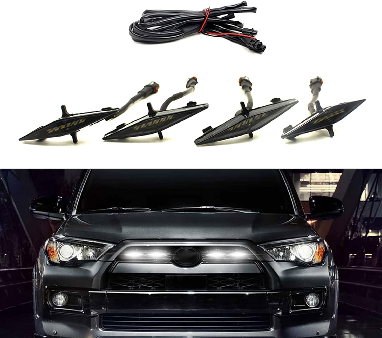 neynavy 4 PCS White LED Lights, Grille Raptor Lamps Car Accessories ...