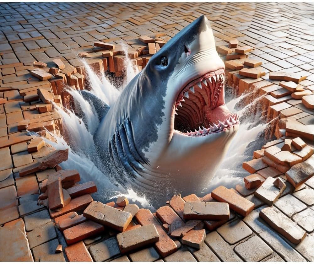 Amazon.com: Wall Art Impressions 29x24in Poster Shark breaking through ...