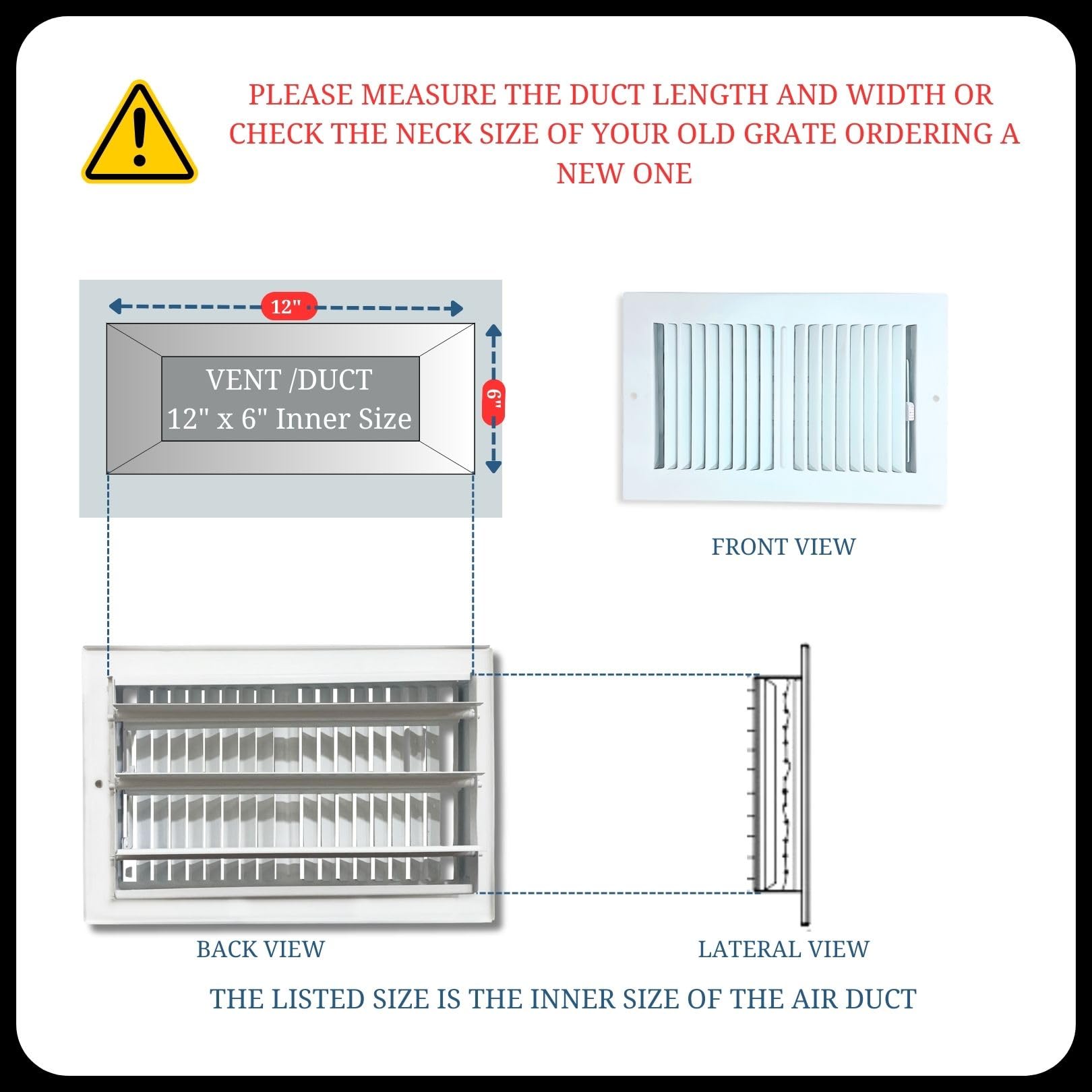 Snapklik.com : Sidewall & Ceiling Vent Register 12 X 6 Steel 2-Way ...