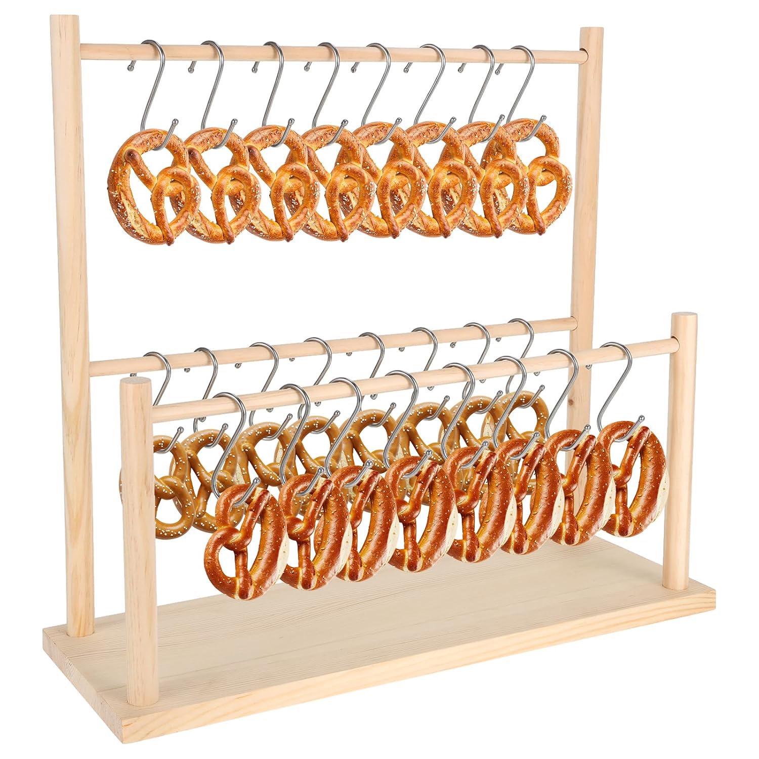 Amazon.com: Wooden Pretzel Holder Stand with 24 Hooks, Rustic Serving ...