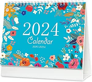 Desk Calendar, Jan. 2024 to Jun. 2025, Twin-Wire Binding, Desktop ...