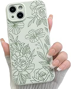 Amazon.com: NITITOP Compatible with iPhone 14 Case Cute Aesthetic Floral Flower Rose Line ...
