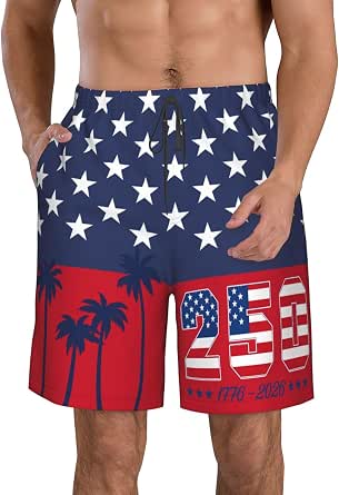 250th Anniversary Patriotic July 4th 1776 2026 Men's Novelty Swimtrunks ...