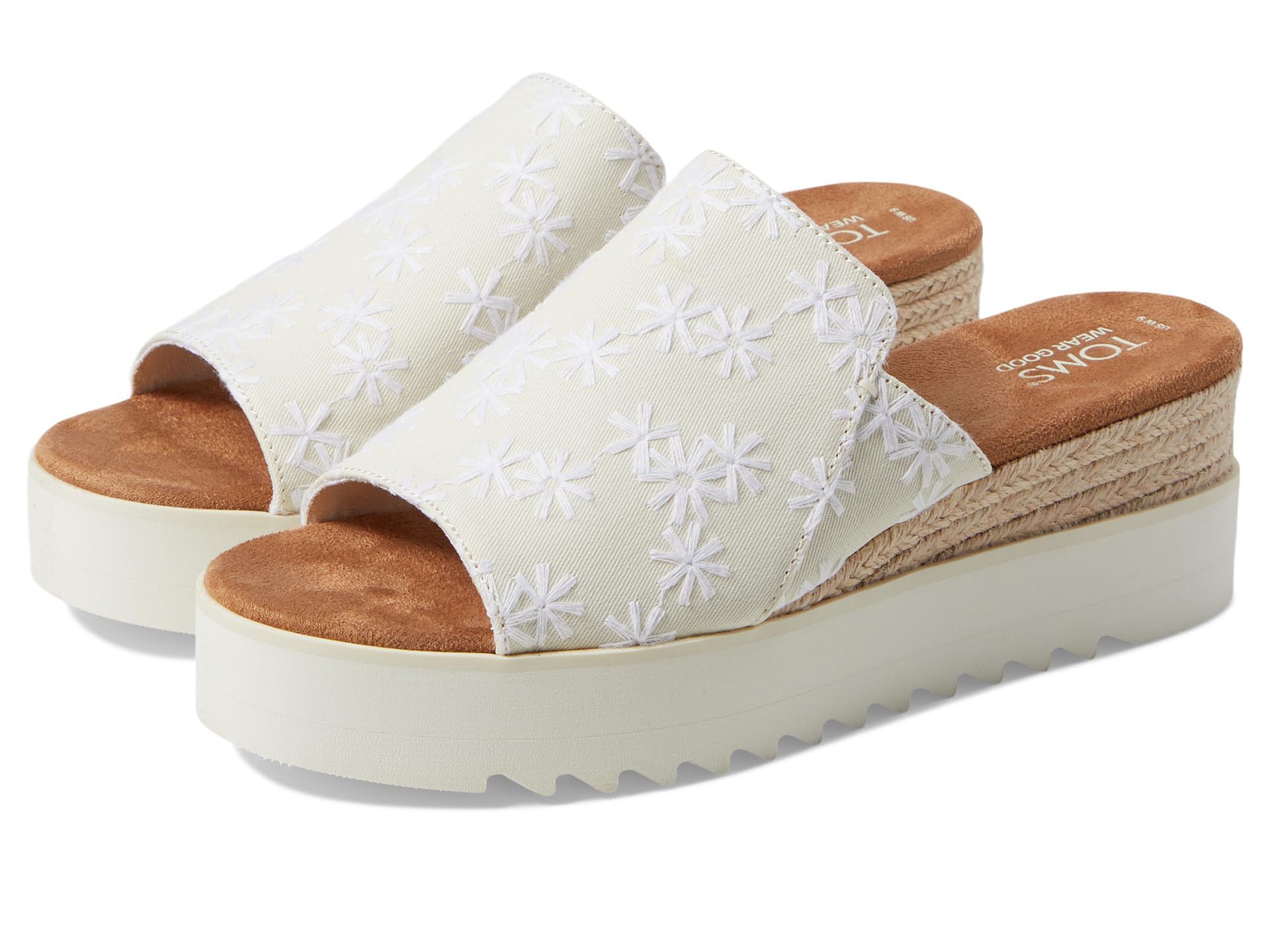 Snapklik.com : TOMS Diana Mule Natural Embroidered Floral 5.5 B
