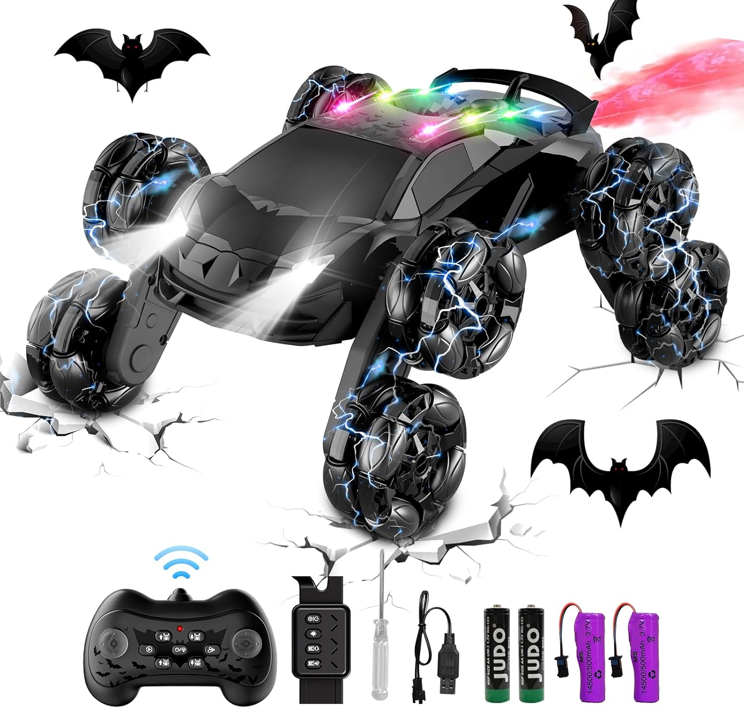 Terucle 8WD Remote Control Car, 2.4Ghz RC Cars with Spray & Cool Light ...