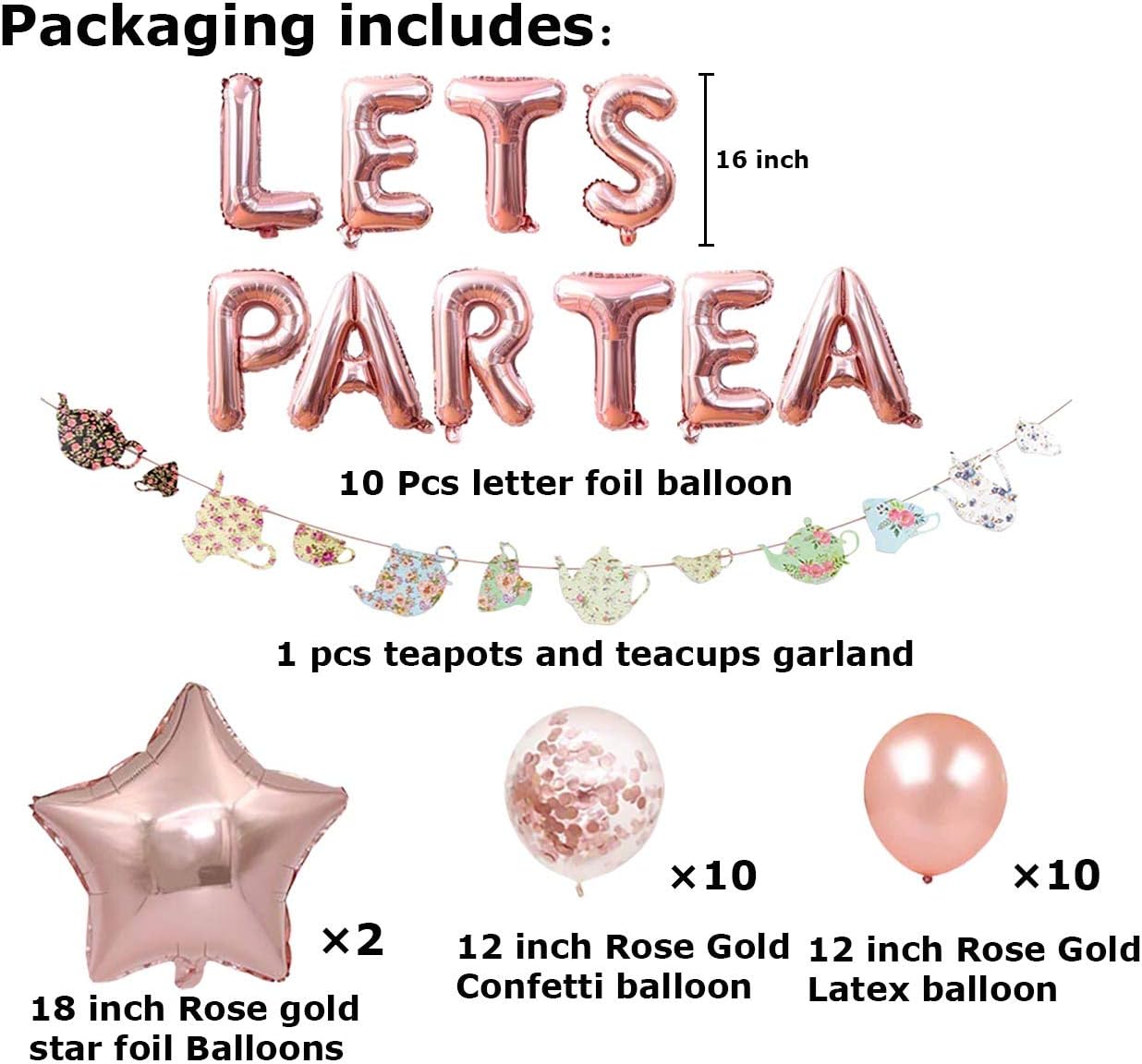 Let’s Par Tea Balloons Lets Par-Tea Birthday Party Banner Decoration ...