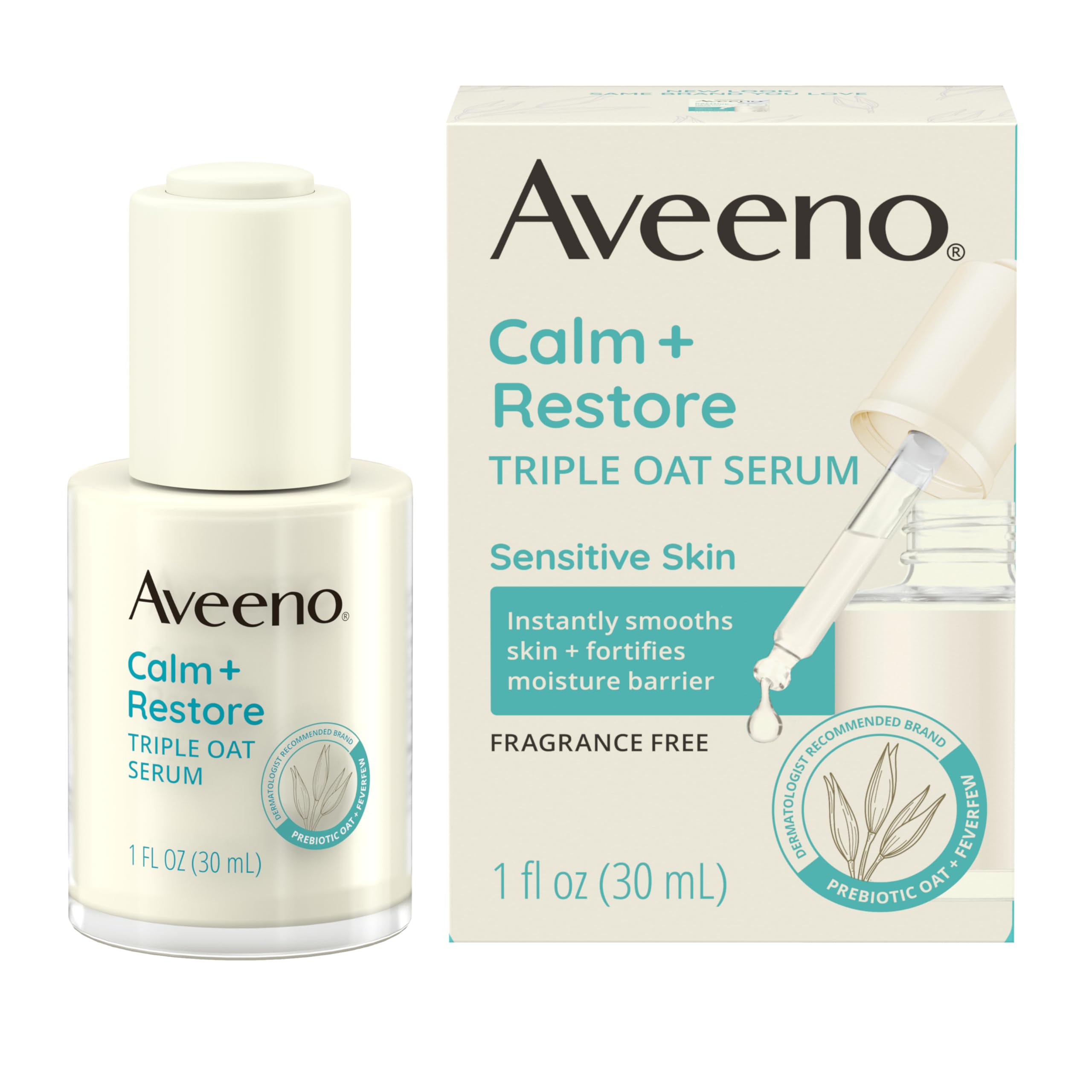 Aveeno Calm + Restore Triple Oat Hydrating Face Serum for Sensitive ...